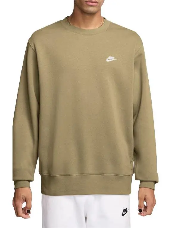 Nike Club Brushed Fleece Crewneck Sweatshirt - Parachute Beige/white