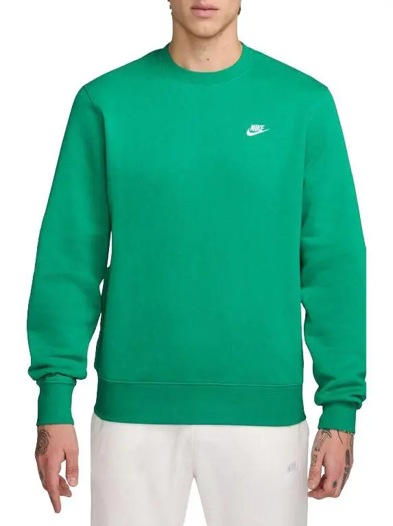 Nike Club Brushed Fleece Crewneck Sweatshirt - Stadium Green/white