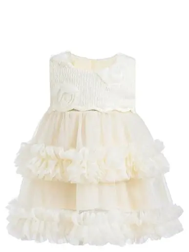 TULLEEN Flower Layered Tulle Dress - Ivory