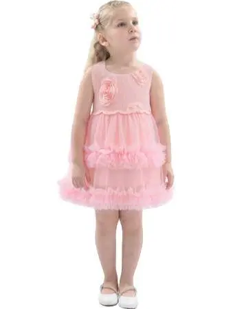 TULLEEN Flower Layered Tulle Dress - Pink