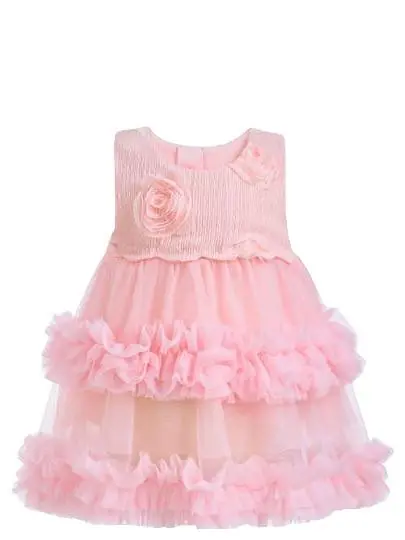 TULLEEN Flower Layered Tulle Dress - Pink