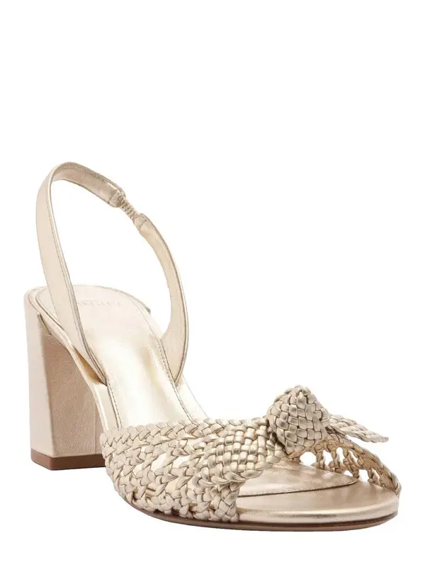 ALEXANDRE BIRMAN Clarita Tresse Block Heel Slingback Sandal - Golden