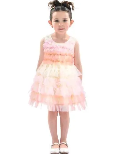 TULLEEN Ruffle Layered Tulle Dress - Pink