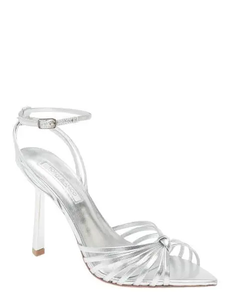 TONY BIANCO Maxos Pointed Toe Sandals - Silver Nappa Metallic