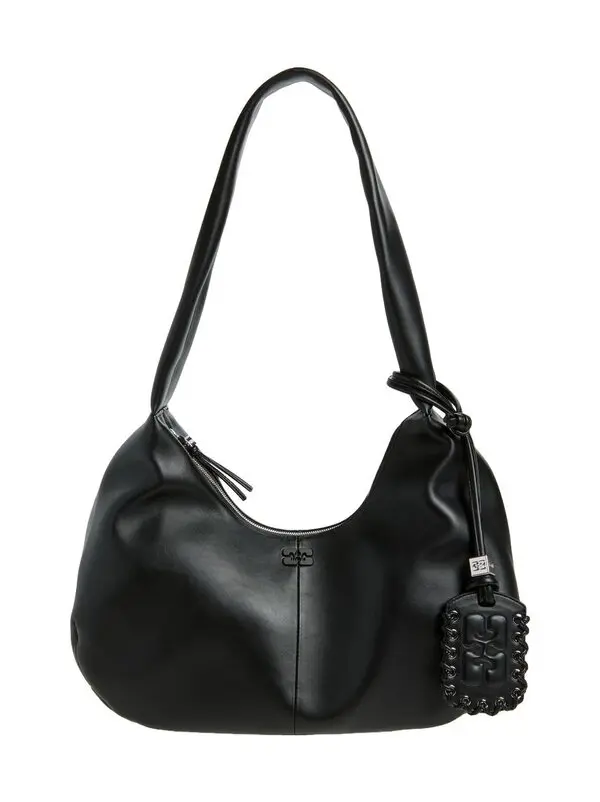GANNI Leather Hobo Bag - Black