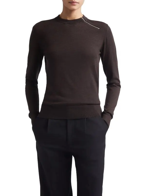 Partow Bea Zip Virgin Wool Sweater - Espresso