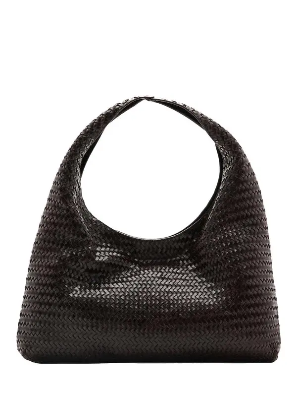 Mango Braided Leather Shoulder Bag - Chocolate