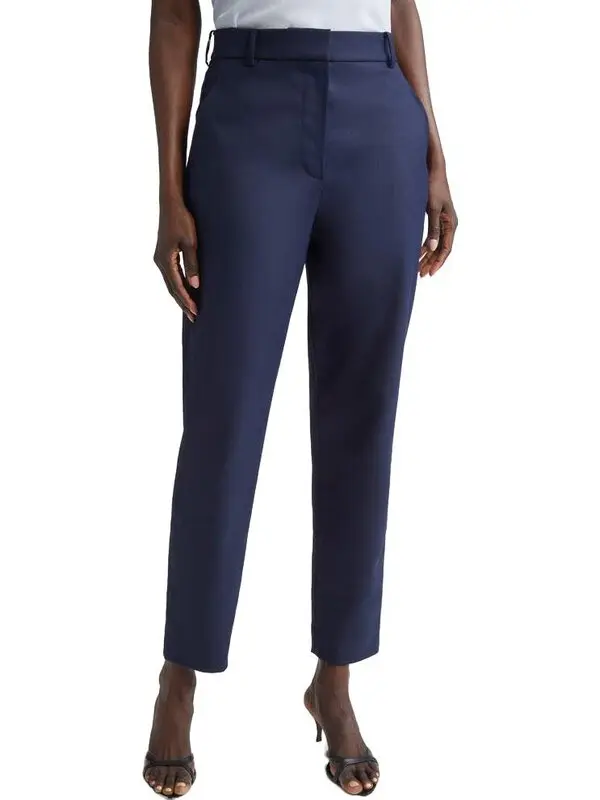 St. John Morgan Stretch Gabardine Ankle Pants - Navy