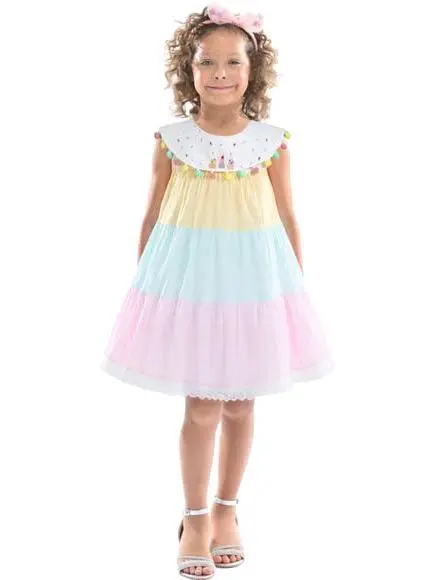 MIMI TUTU Layered Pom Dress - Pink