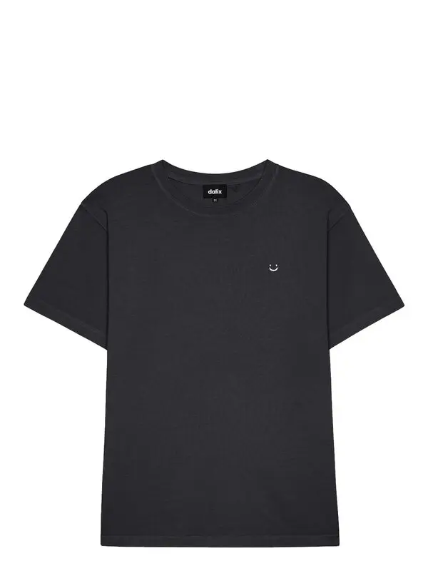 DALIX Lil Smile Midweight Garment Dye Tee - Black