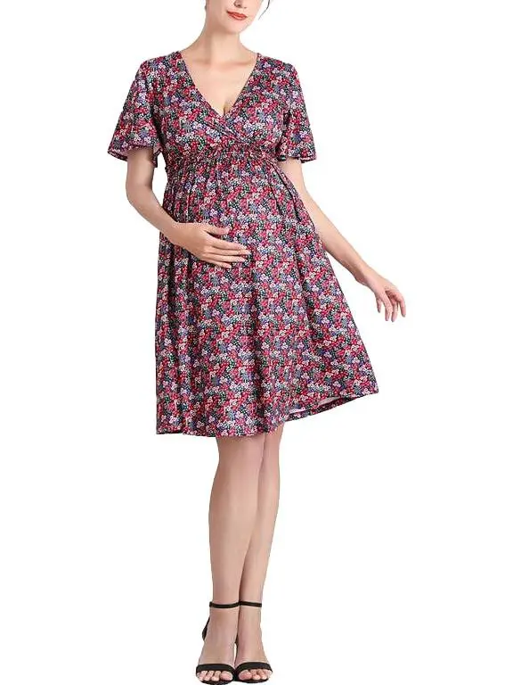 KIMI + KAI V-neck Maternity/nursing Dress - Multicolored