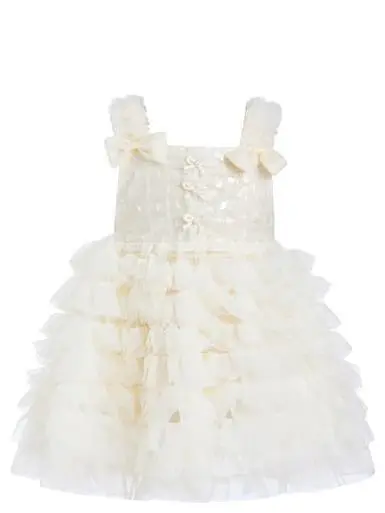 TULLEEN Bow Tiered Tulle Dress - Ivory