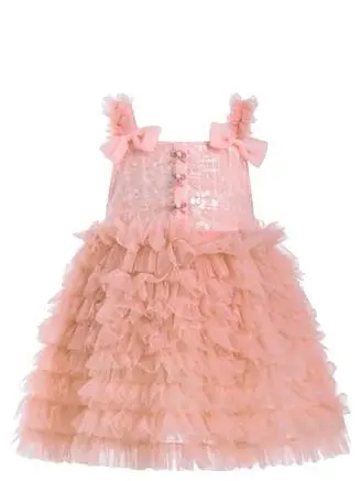 TULLEEN Bow Tiered Tulle Dress - Pink