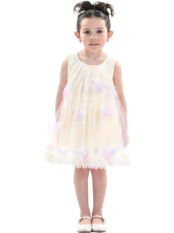 MIMI TUTU Blooming Tulle Sleeveless Dress - Ivory