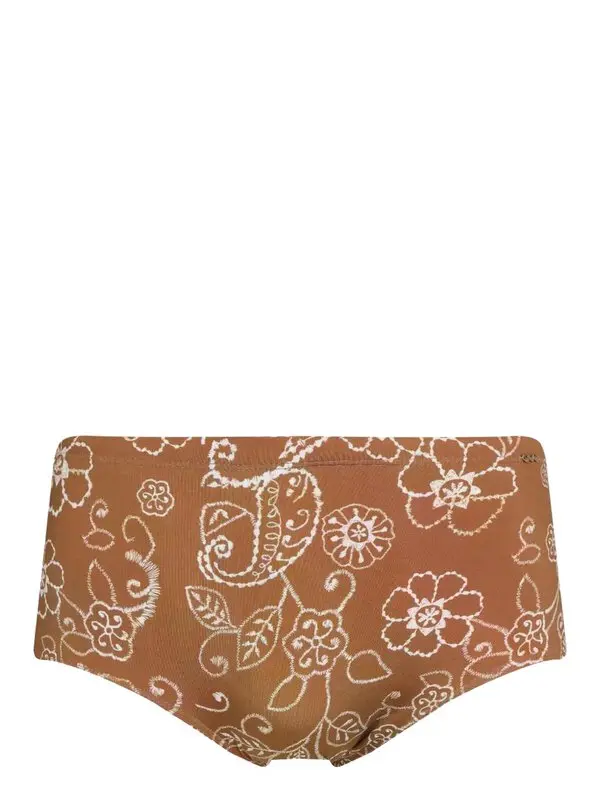 AMIR SLAMA Floral-print Swim Trunks - Brown