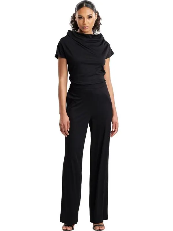 Natori Crepe Knit Wide Leg Pants - Black