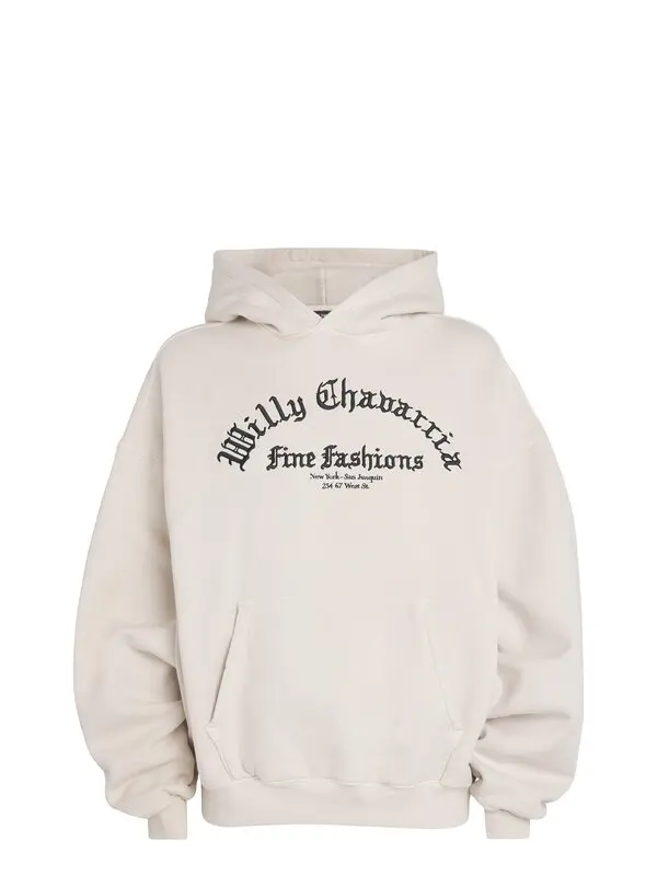 WILLY CHAVARRIA Cotton Oversized Logo Hoodie - White