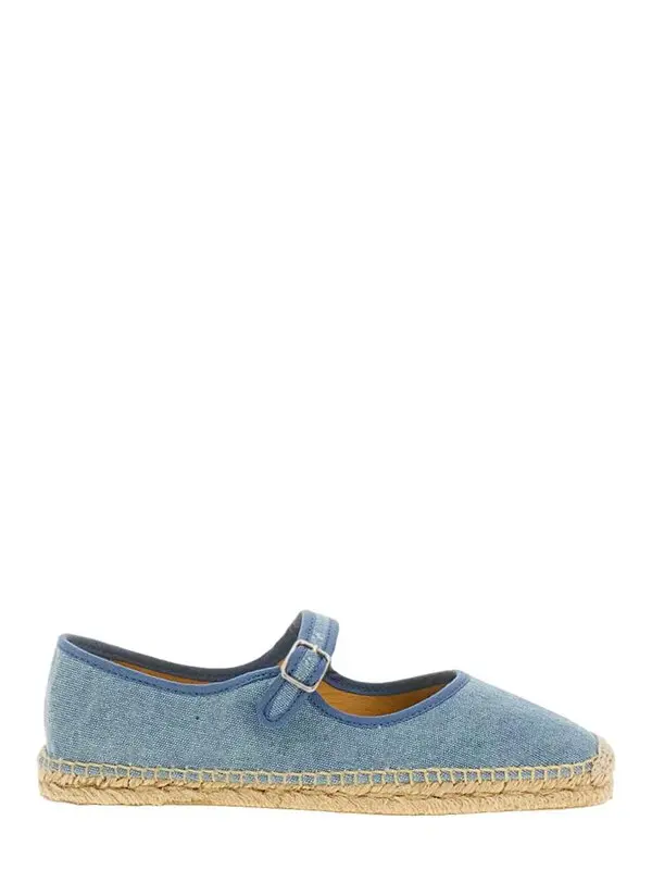 CastaÑer Padua Mary Jane Canvas Espadrilles With Low Heel - Gnawed Blue