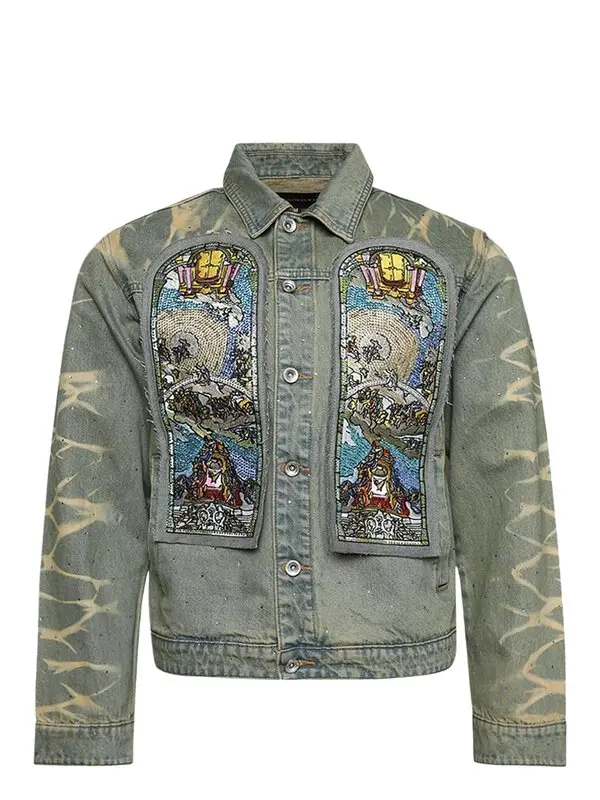 WHO DECIDES WAR BY EV BRAVADO Unfurled Cropped Denim Jacket - Blue