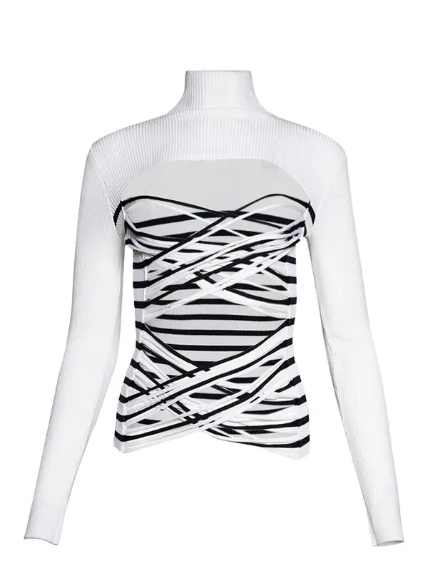 Jean Paul Gaultier Mariniere Laceree Long-sleeve Top - White