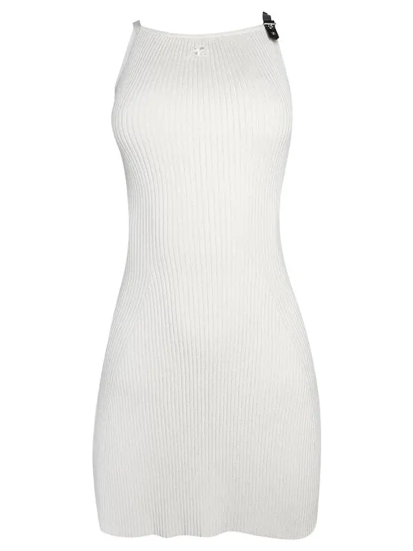 COURREGES Neckline Rib Knit Dress - Grey
