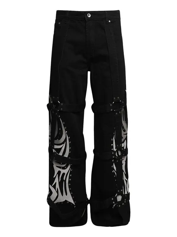 WHO DECIDES WAR BY EV BRAVADO Winged Logo Bondage Pant - Black