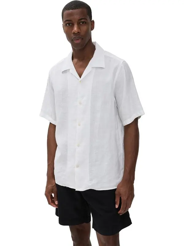 Nn07 Julio Linen Camp Shirt - White