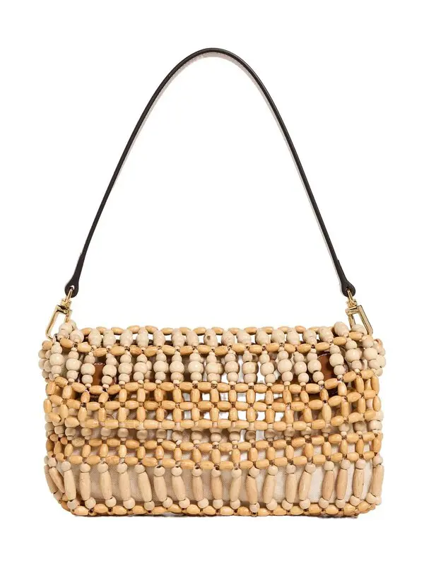 Staud Timmy Shoulder Bag - Natural Wood Beads