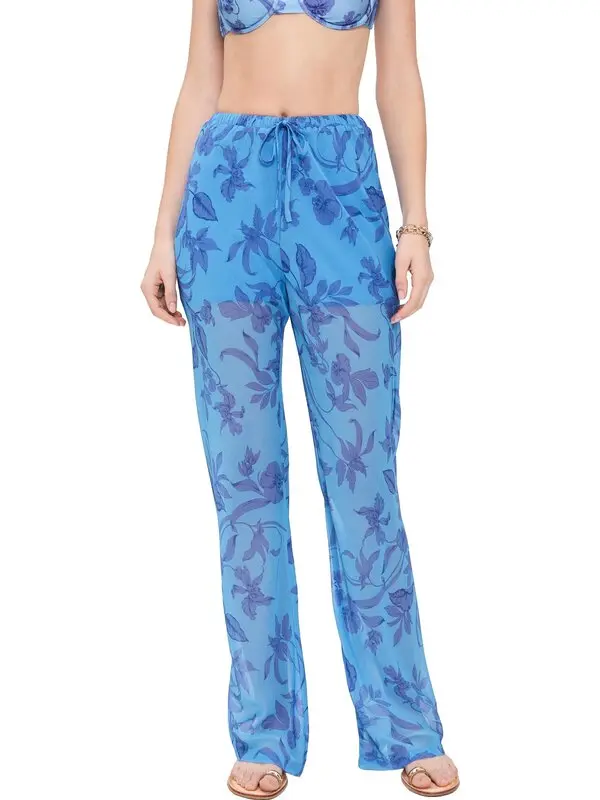 Minkpink Jeanne Drawstring Pants - Blue/floral