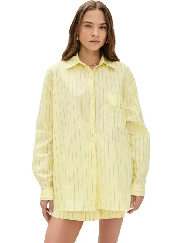 VRG GRL Striped Button-down Shirt - Citrus