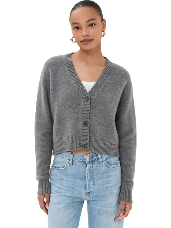 THE ELDER STATESMAN Boxy Cashmere Cardigan - Light Grey