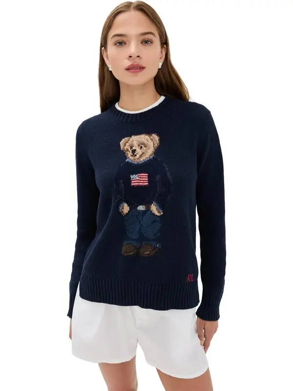 Ralph Lauren Logo Bear Sweater - Navy Multi