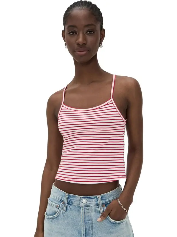 Joe's Jeans Striped Tank Top - White/cherry Red S
