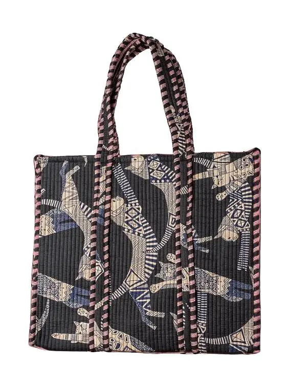 VERVE CULTURE Quilted Feline Tote - Navy