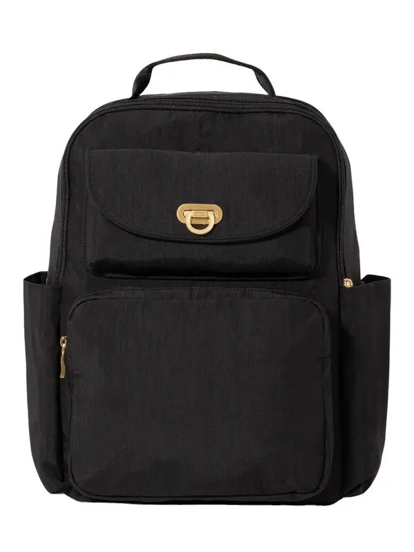 BAGGALLINI Laptop Backpack With Flip Lock Closure - Black With Gold Hardware