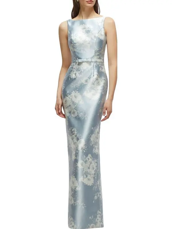 Alfred Sung Sleeveless Satin Twill Column Gown - Seraphina Floral