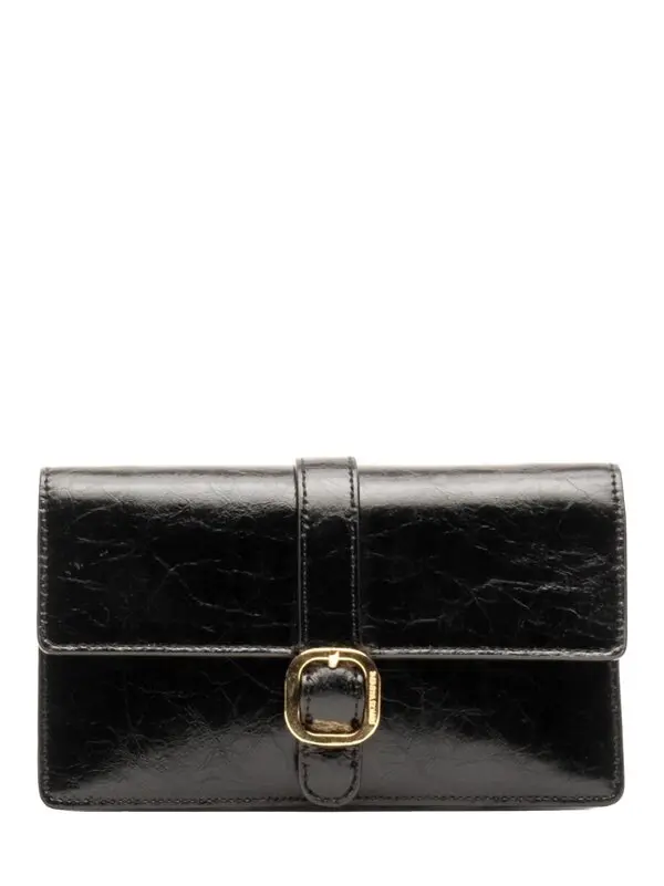 FRANCES VALENTINE Leather Accordion Crossbody Bag - Black