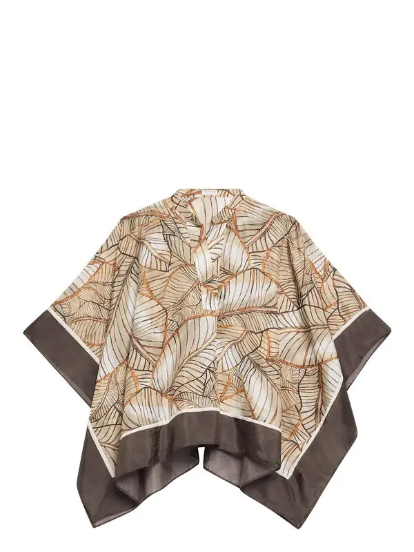 Brunello Cucinelli Papyrus Print Silk Poncho - Multi