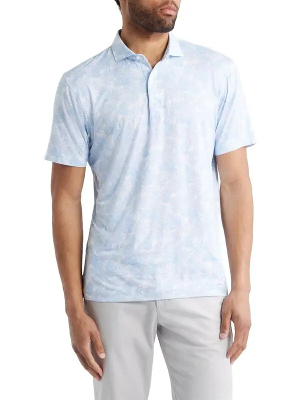 Johnnie-o Mana Leaf Print Featherweight Performance Polo - Kona