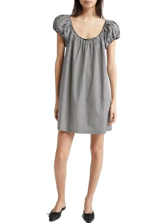 DÔEN Julia Gingham Cotton Shirt Dress - Noir La Maddalena Gingham