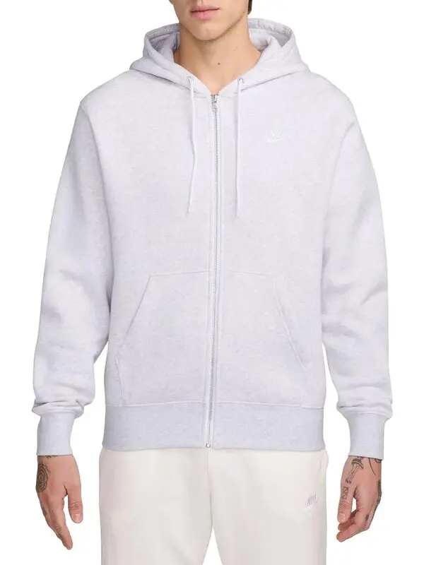 Nike Club Fleece Zip Hoodie - Birch Heather/white