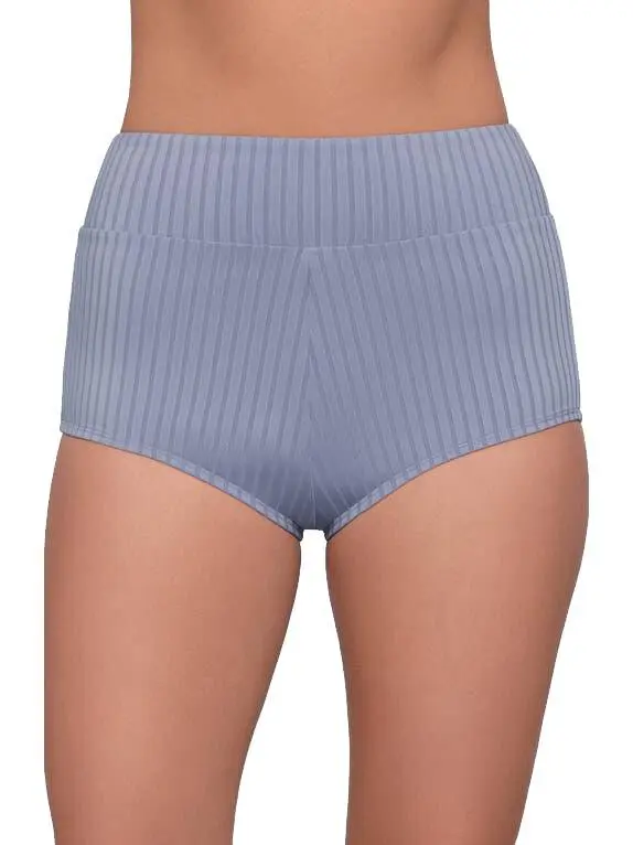S3 Ribbed High-waisted Swim Short - Iris