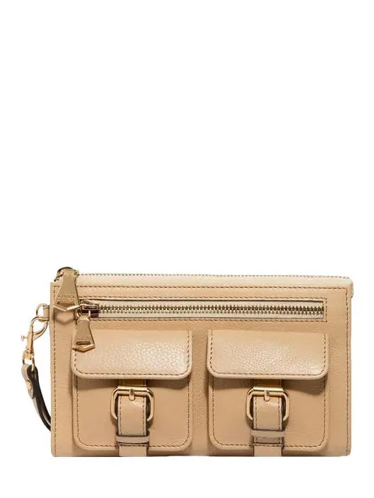 AIMEE Saddle Up Leather Wristlet - Camel