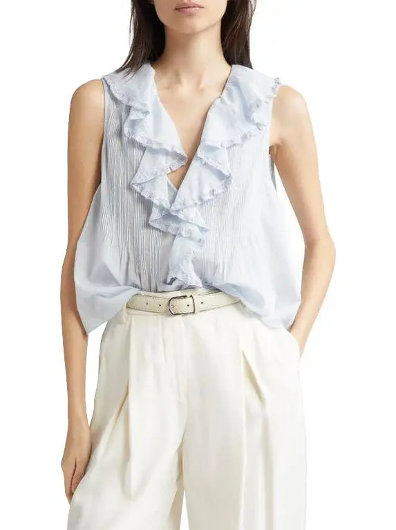DÔEN Hilda Pintucked Sleeveless Top - Misty Morning