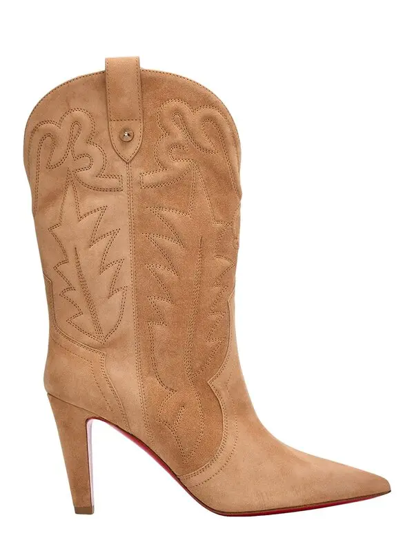 CHRISTIAN LOUBOUTIN 85mm Santia Suede Booties - Beige
