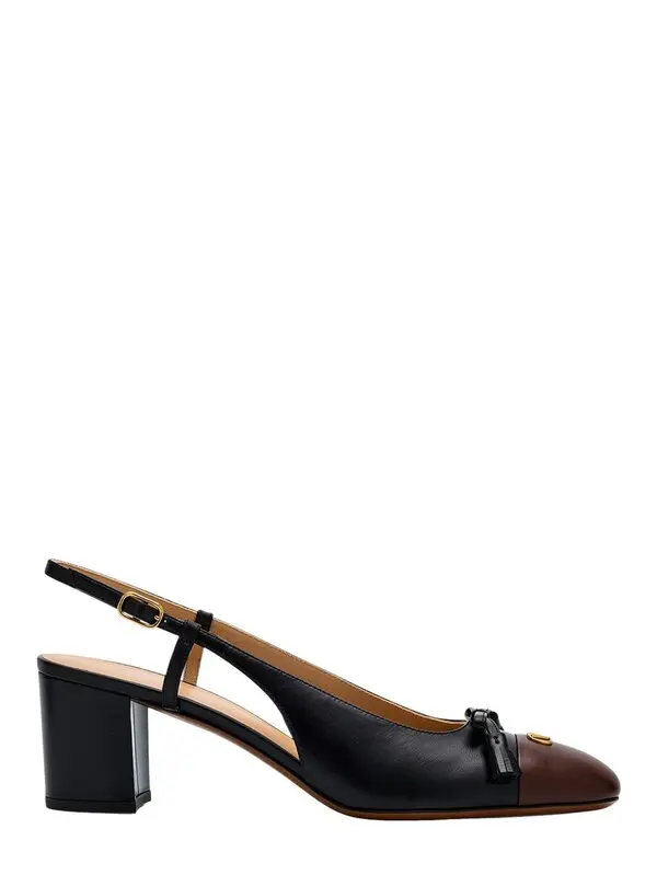 Valentino Garavani Valet Du Roi Vlogo Leather Slingback Pumps - Nero Light Coffee