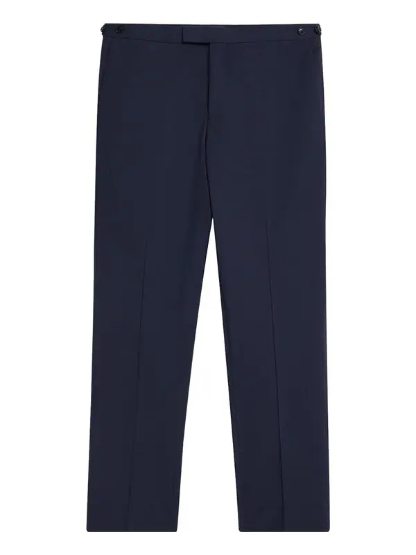 REISS Adjustable Flat-front Trousers - Bright Blue