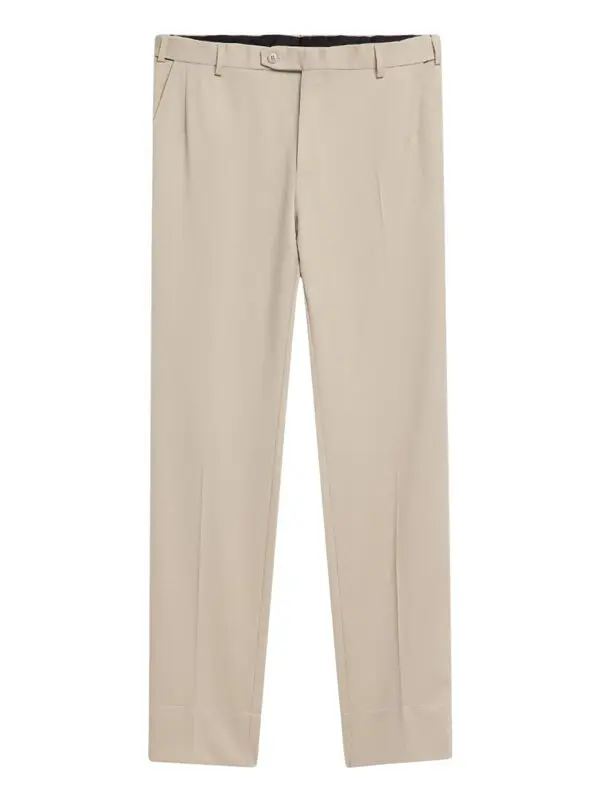 Brioni Wool Twill Flat-front Trousers - Beige