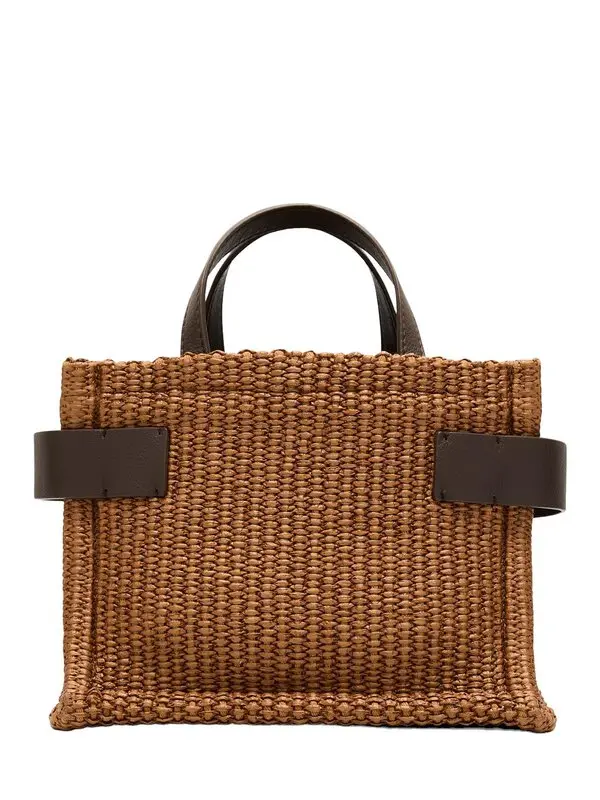 Brunello Cucinelli Essense Mini Raffia Tote Bag - Umber