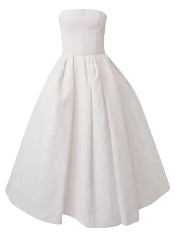 Carolina Herrera Strapless Full Midi Dress - White